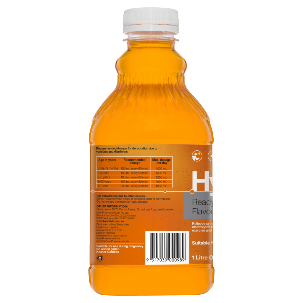 Orange Flavour Hydralyte Liquid 1Litre