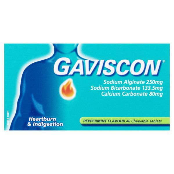 Buy Gaviscon Original Peppermint Heartburn and Indigestion Tablets 48 ...