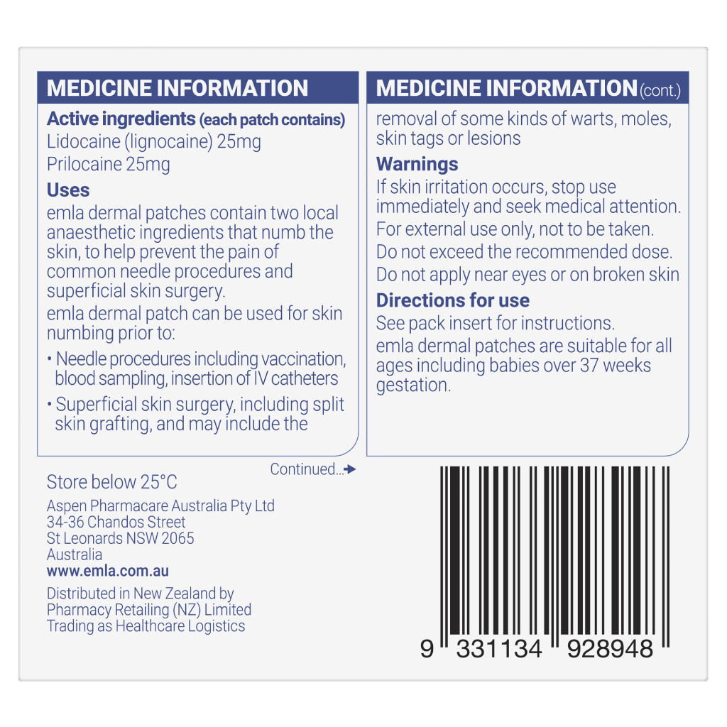 Buy Emla 5% Skin Numbing Patches 2 Pack | Topical Anaesthesia | Online ...