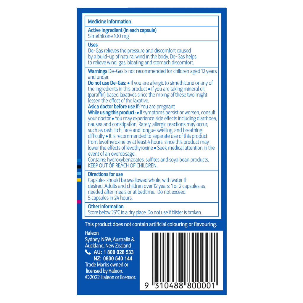 Buy De-gas liquid Capsules 24s | Digestive Health | Online Discount Chemist